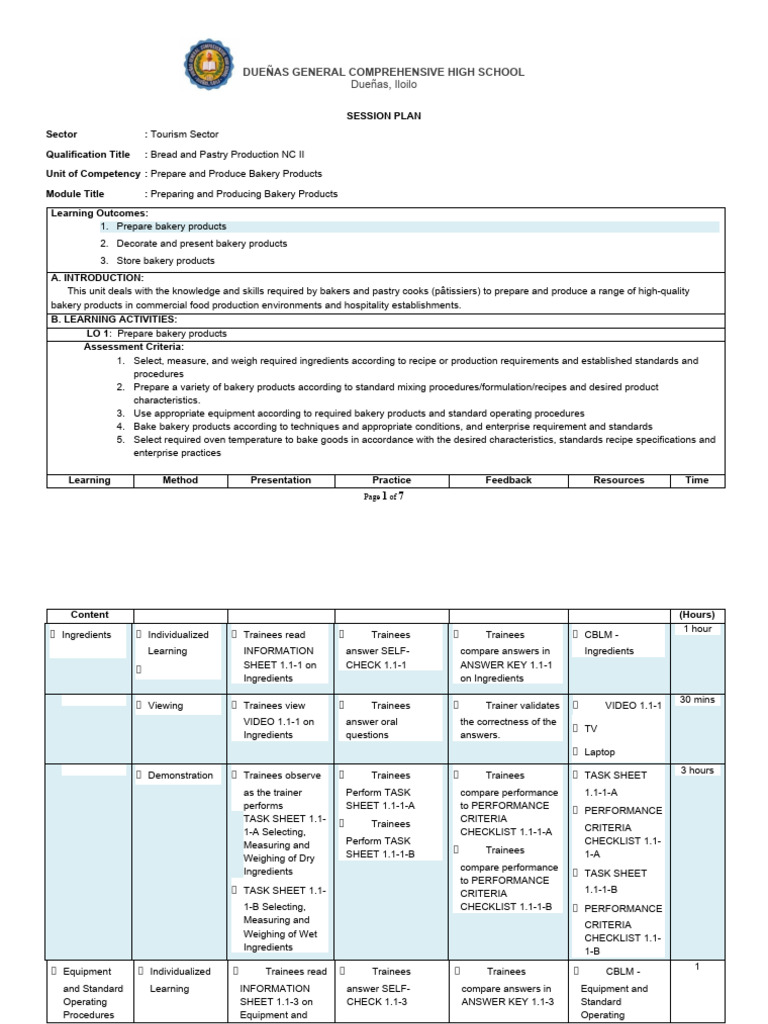 4-SessionPlan Baldemoro | Download Free PDF | Bakery
