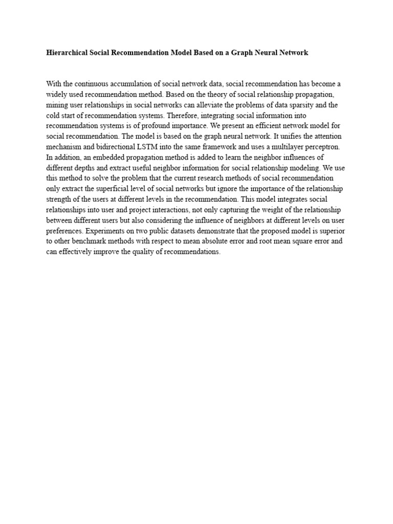 Hierarchical Social Recommendation Model Based On A Graph Neural ...