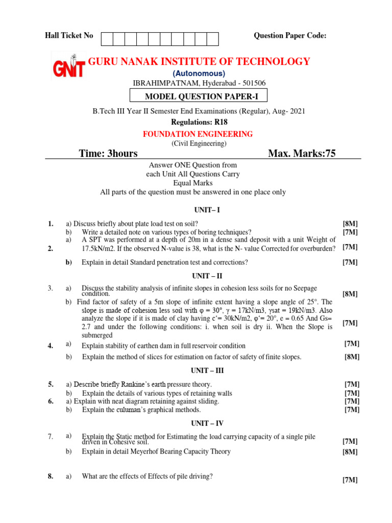 FE Model Paper - 2 | PDF | Civil Engineering | Geotechnical Engineering