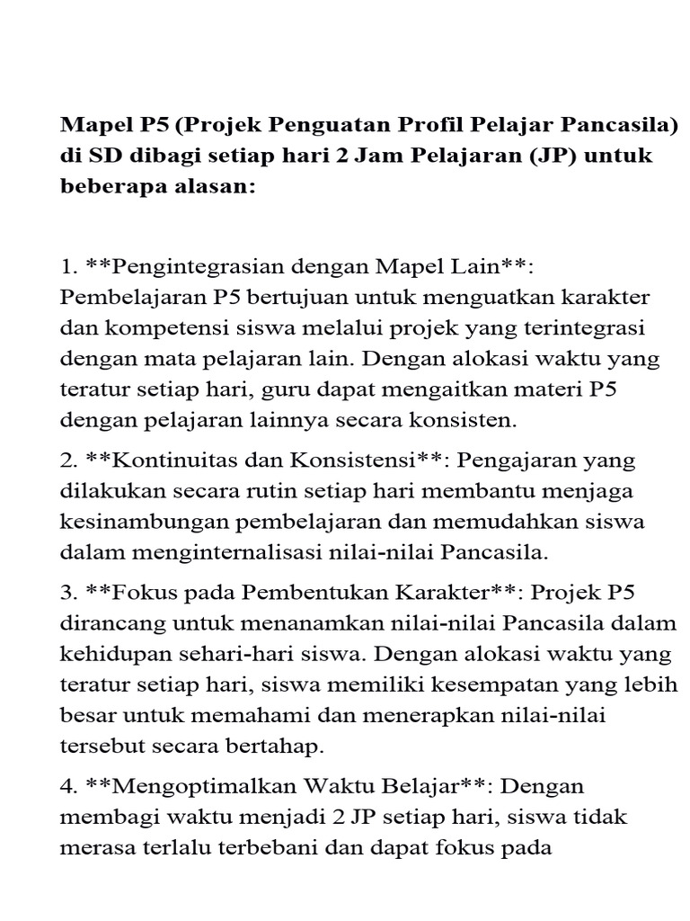 Implementasi Mapel P5 di SD | PDF
