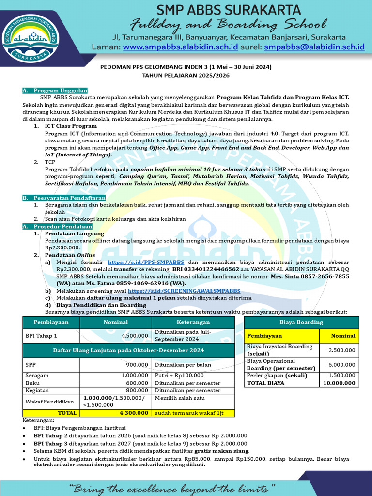 Pedoman Gel. Inden 3 Pps SMP Abbs Surakarta | PDF