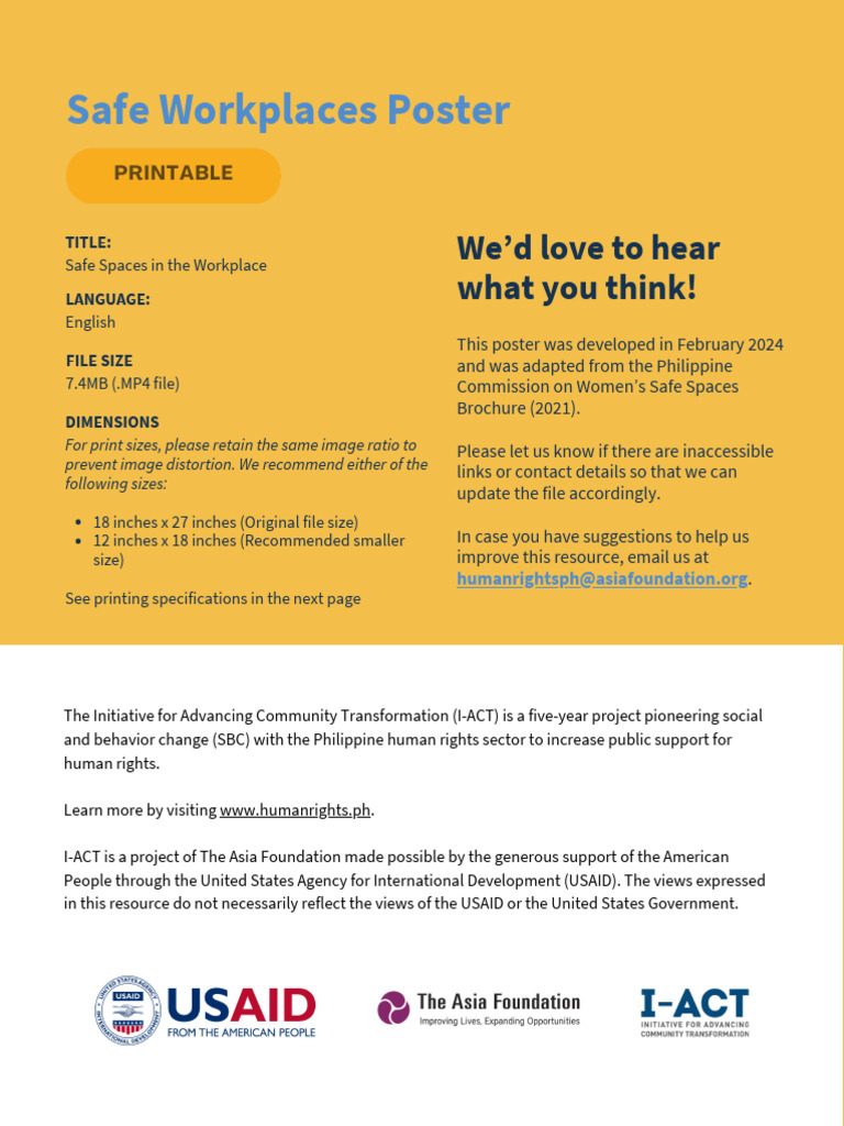 Safe Workplaces Poster-about | PDF | Printing