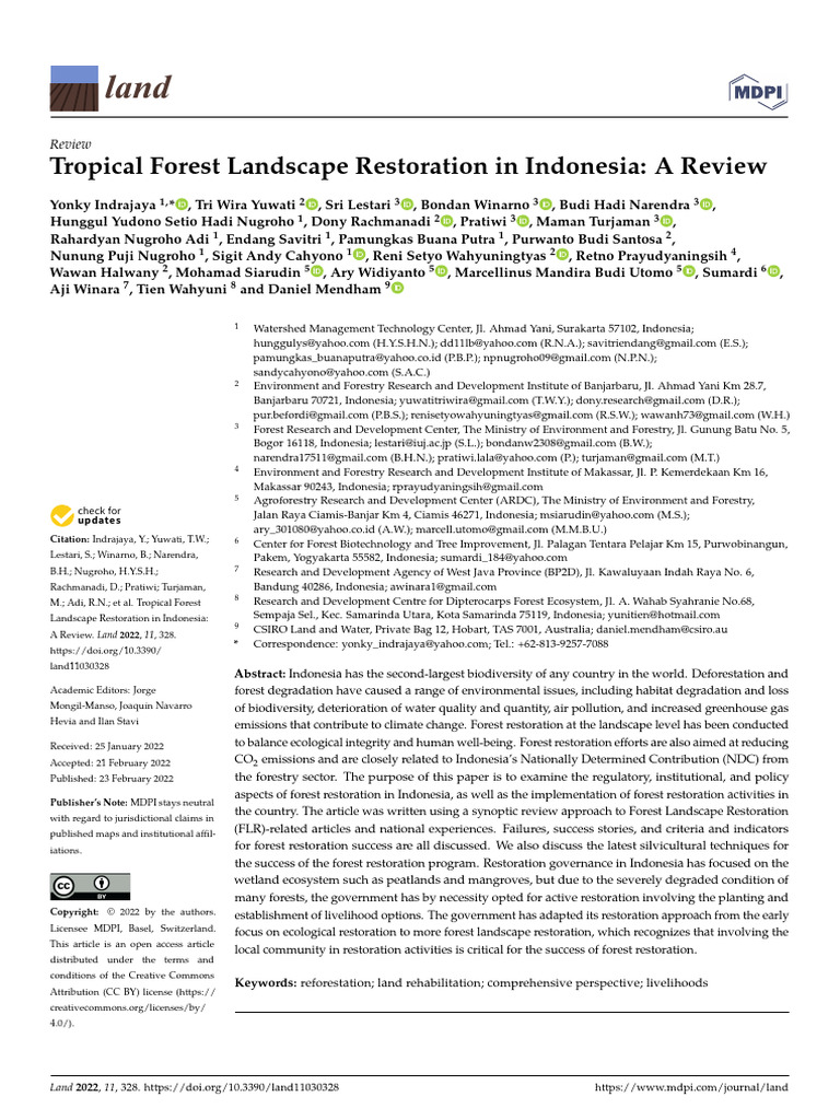 Tropical Forest Landscape Restoration in | PDF | Deforestation ...