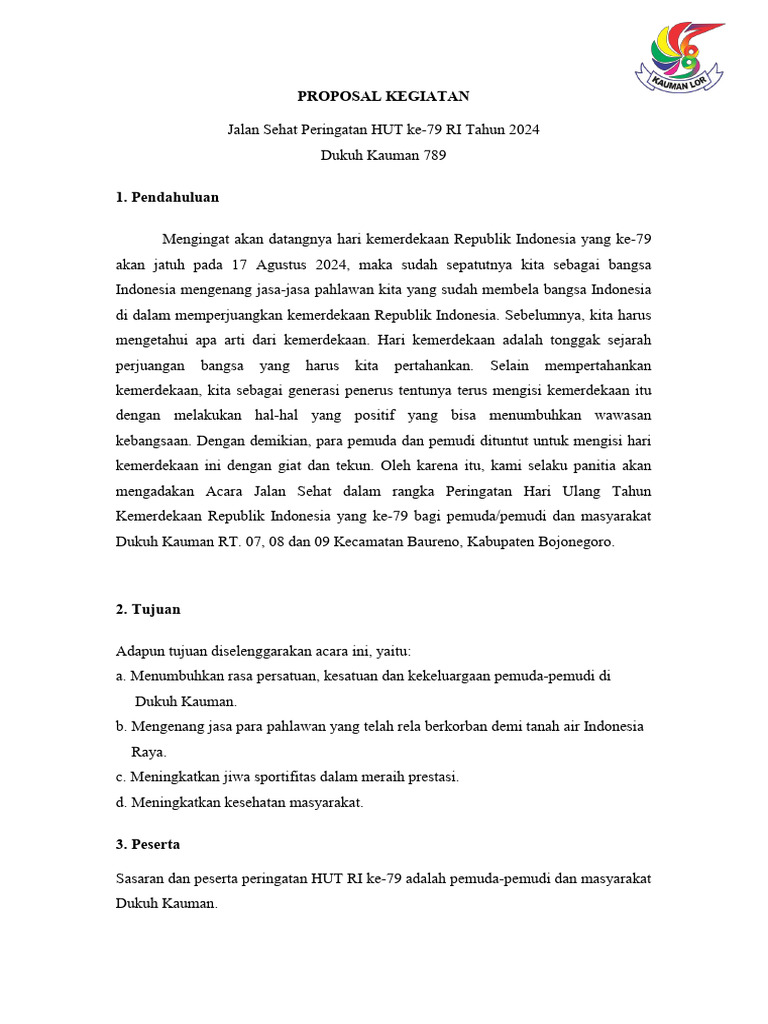 PROPOSAL KEGIATAN AGUSTUSAN 2024 | PDF