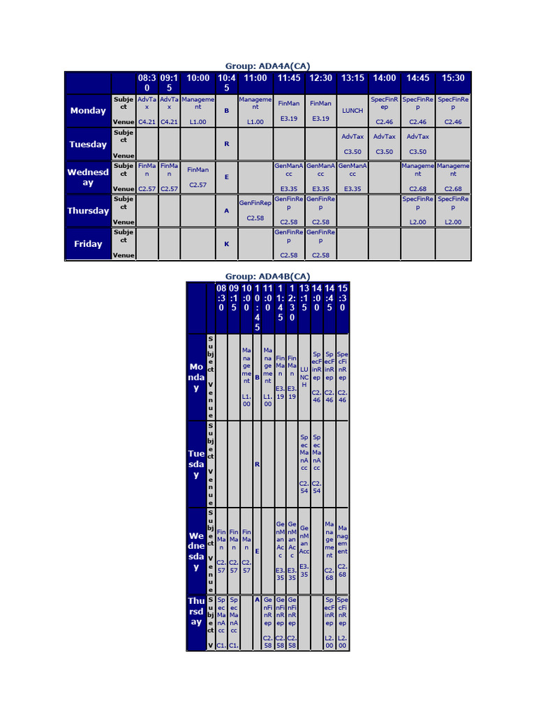 Timetables Sem 2 12 Jul 2024 Final | PDF