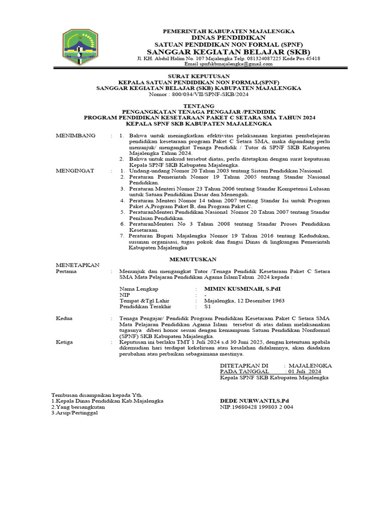 SK TUTOR PKT C JANUARI TAHUN 2024 | PDF