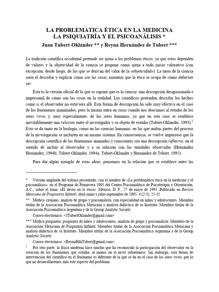 Tubert-Oklander y Hernández-Tubert 1995 - Etica en Psiquiatría ...
