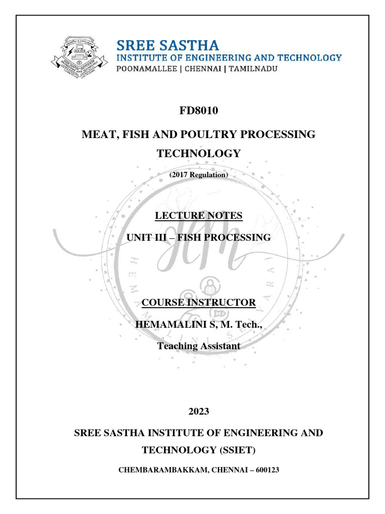 Unit 3 - Fish Processing - FD8010 - Meat, Fish and Poultry Proceesing ...