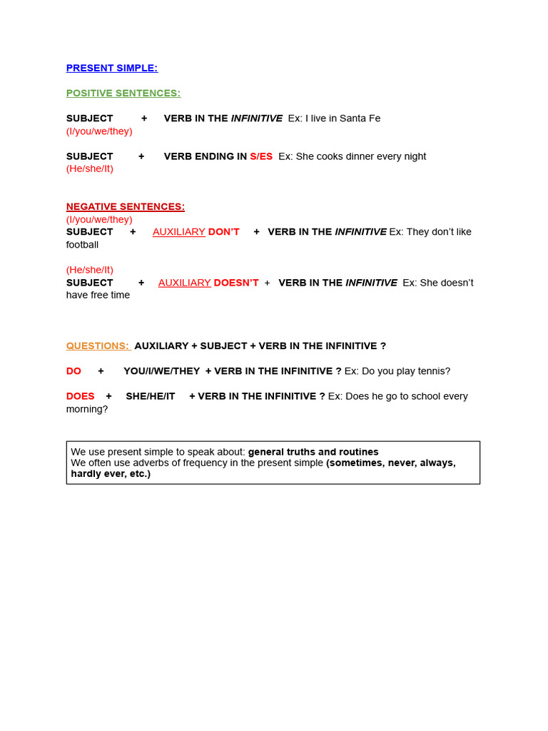 Present Simple | PDF | Language Arts & Discipline