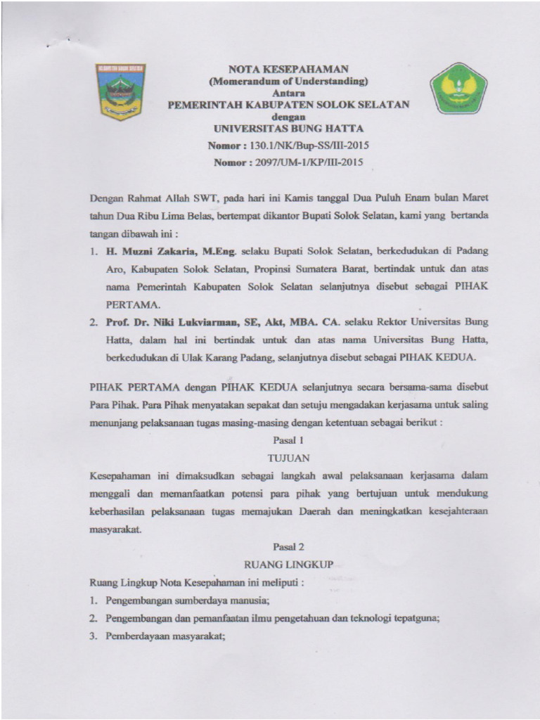 Mou Pemkab Solsel | PDF