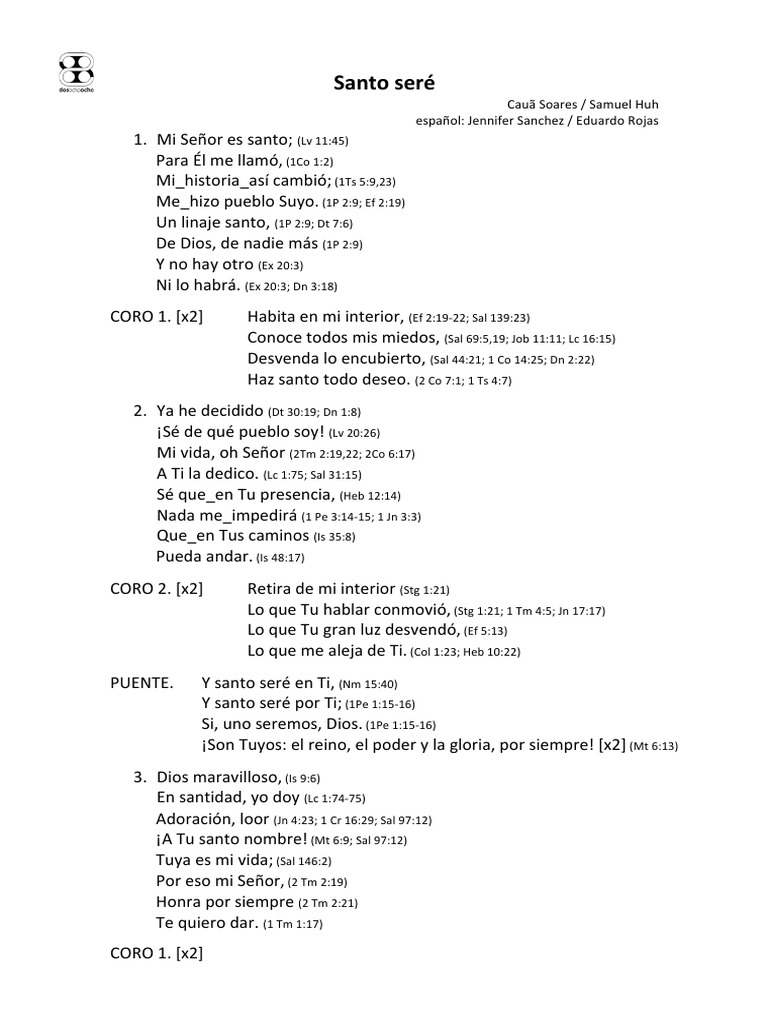 Santo Sere Espanol Letra y Acordes | PDF | Santo | Creencia religiosa y doctrina