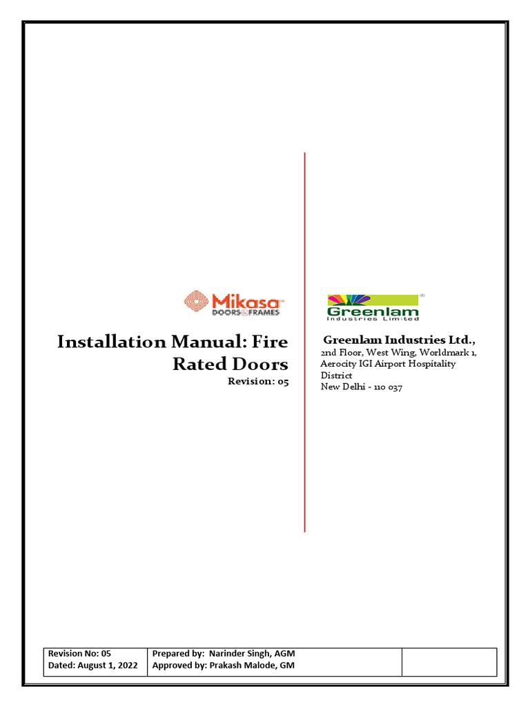 Fire Rated Door Installation Guide | PDF | Door