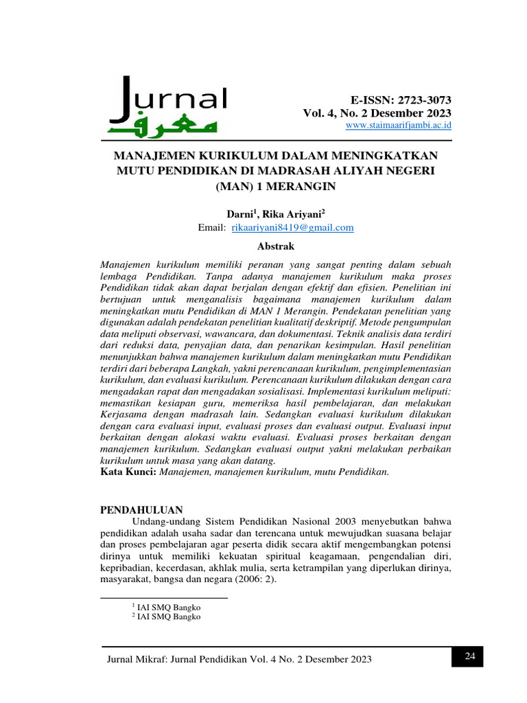 E-ISSN: 2723-3073 Vol. 4, No. 2 Desember 2023: Darni, Rika Ariyani | PDF