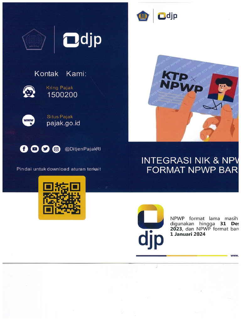 Tata Cara Integrasi NIK Dan NPWP Format NPWP BARU | PDF