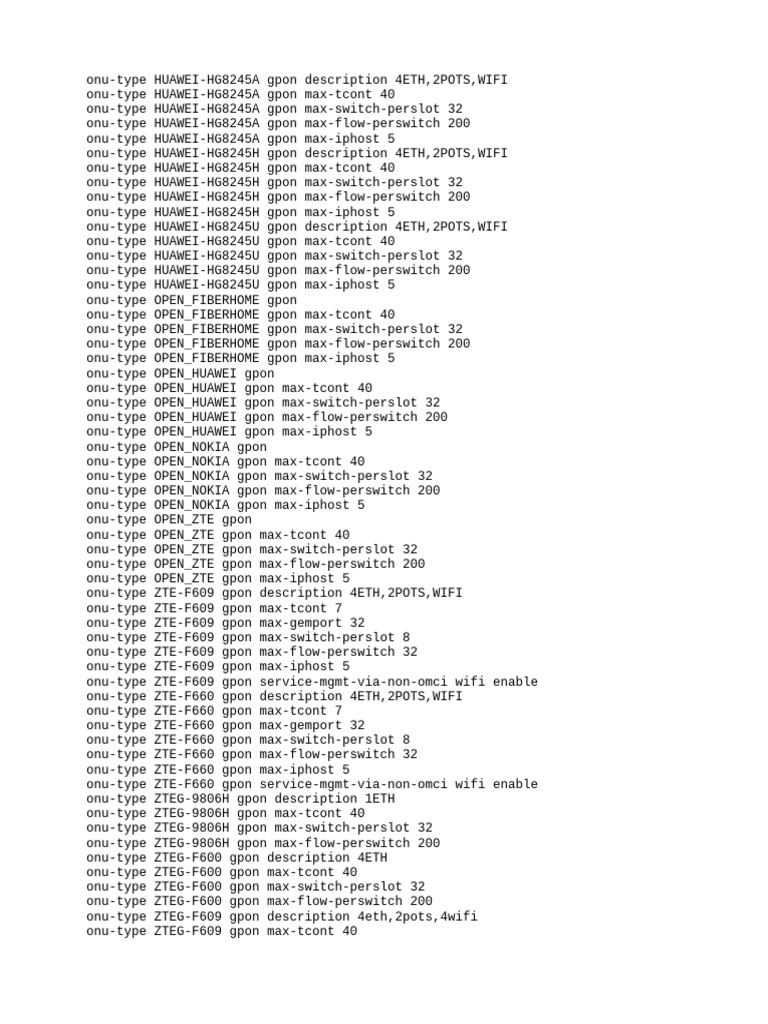 PON Config ONU-TYPE | PDF | Communications Protocols | Service Industries