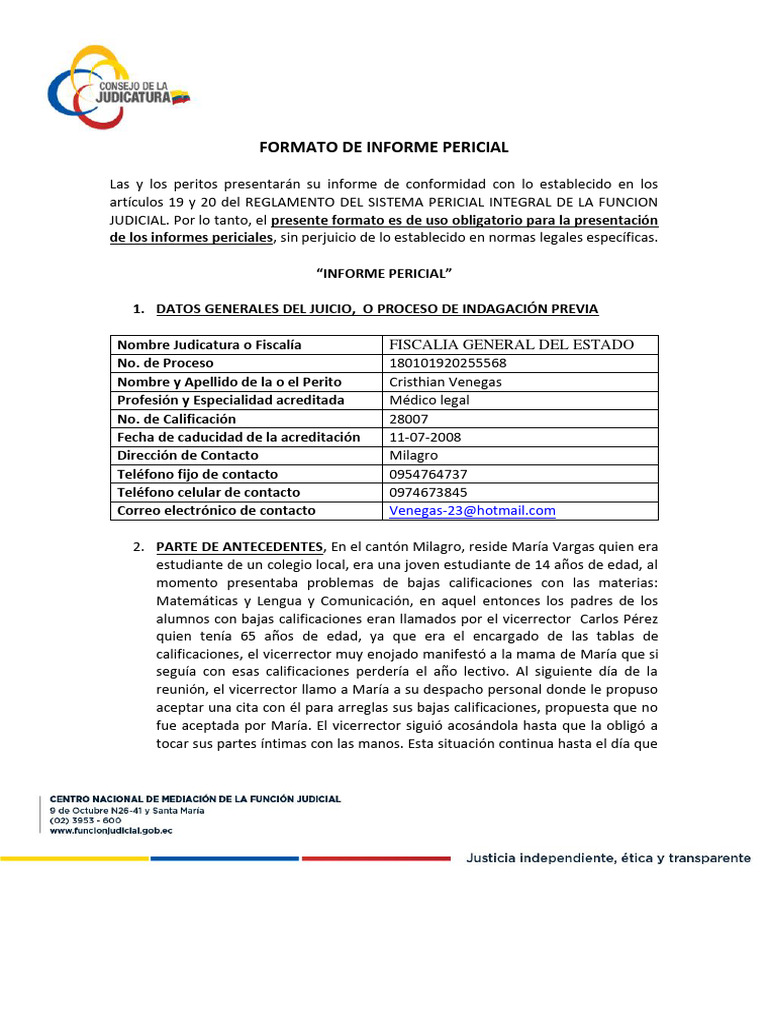 Formato de Informe Pericial | PDF | Violación
