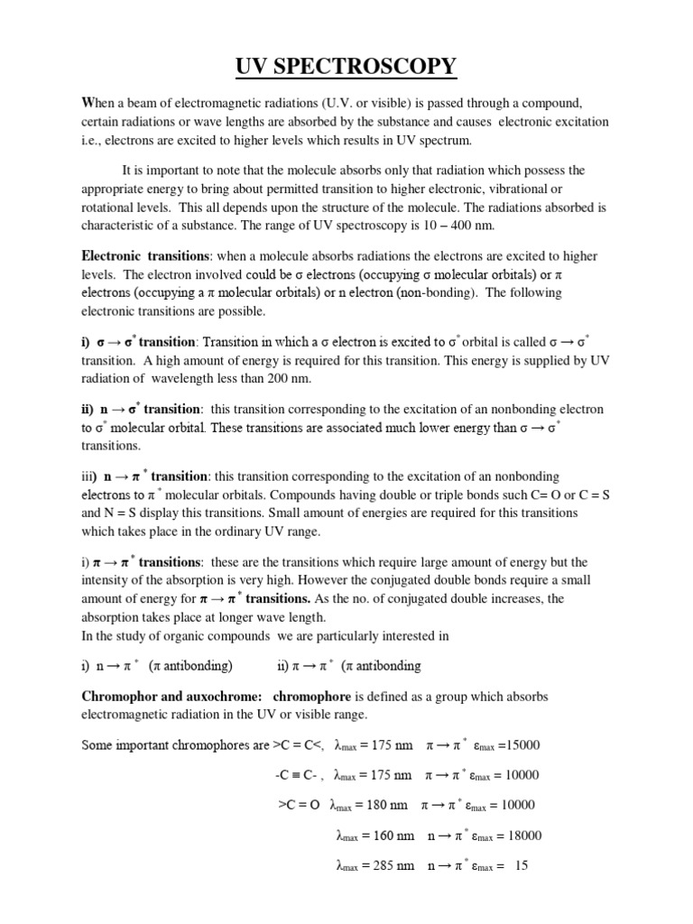 Understanding UV Spectroscopy Principles | PDF | Electromagnetic ...