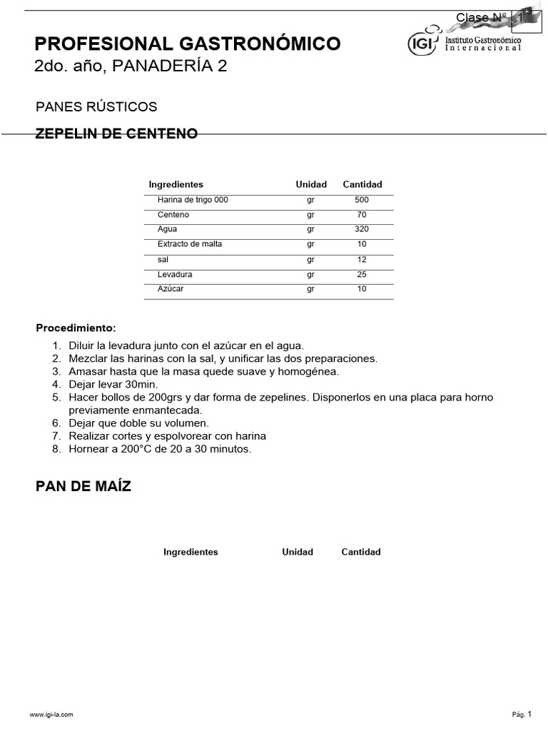 Panadería 2 - Clase 1 | PDF | Panes | Preparación de comida y bebida