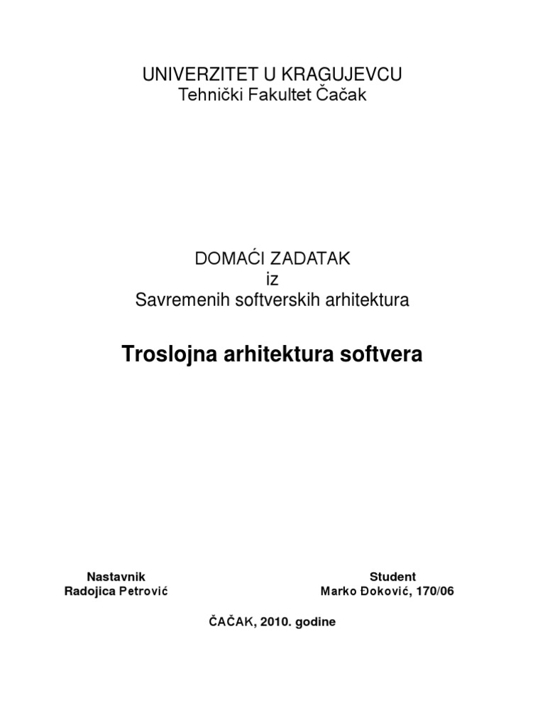 01-Troslojna Arhitektura Softvera Djokovic | PDF