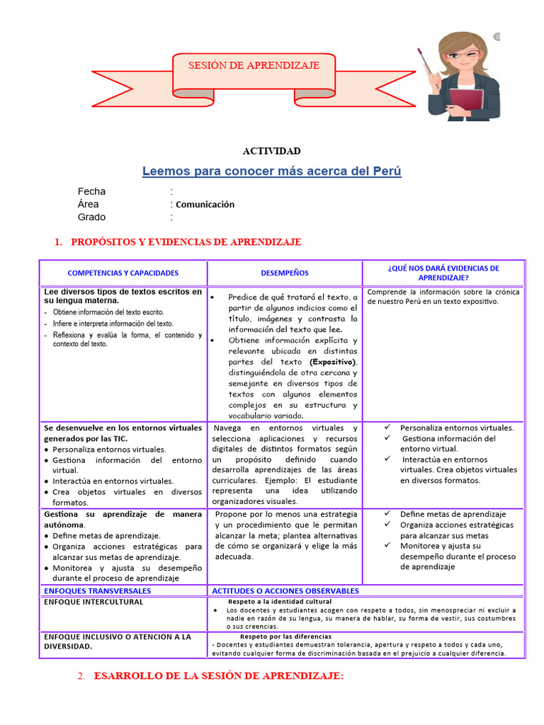 SESION COM - Leemos para Conocer Más Acerca Del Perú | PDF | Aprendizaje | Información