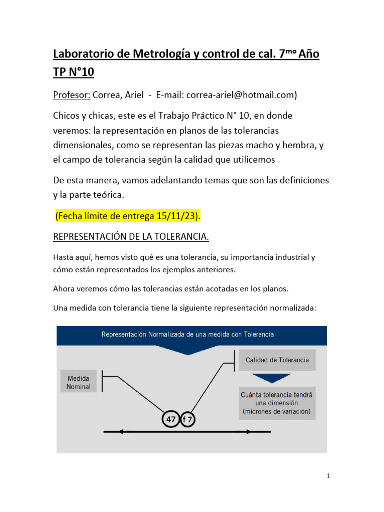 Laboratorio 7mo TP10 TOLERANCIAS3 | PDF | Tolerancia de ingeniería | Laboratorios