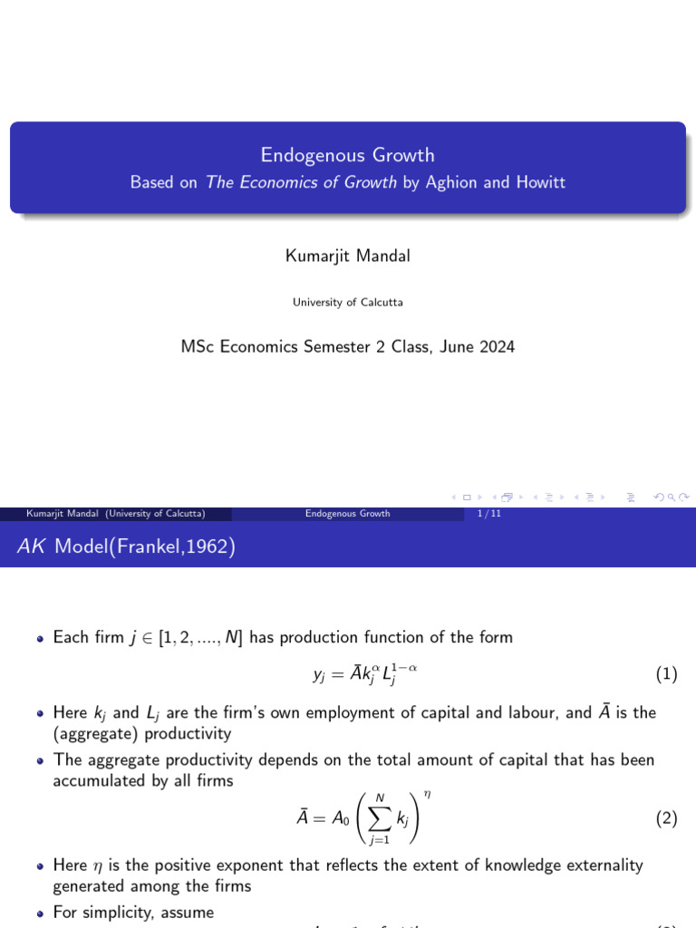 Endogenous Growth | PDF | Economics | Capital (Economics)