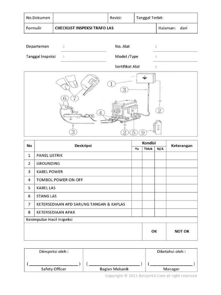 Form Check List Inspeksi Trafo Las | PDF