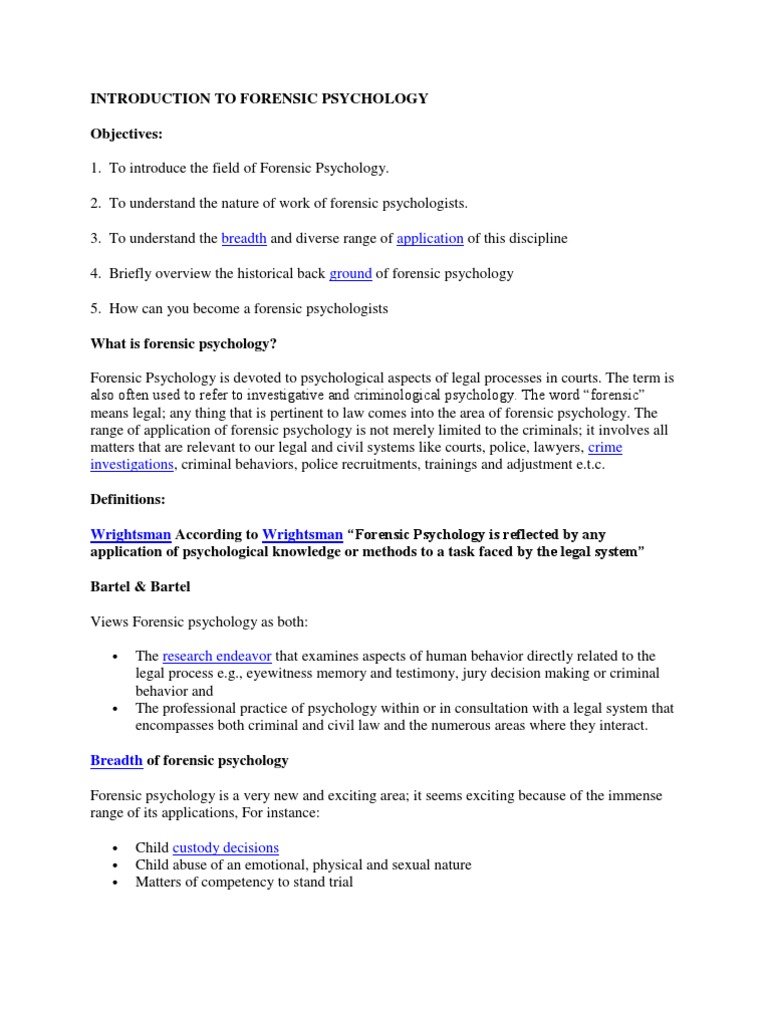Introduction To Forensic Psychology | PDF | Insanity Defense | Clinical ...