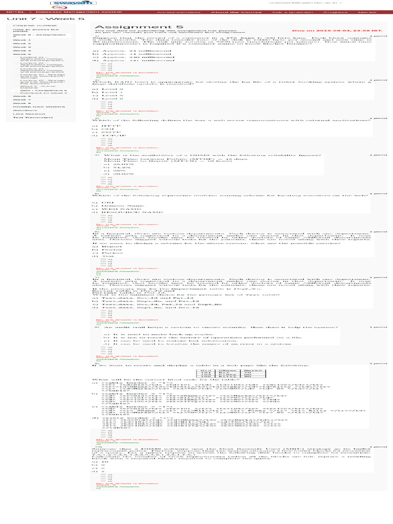 Noc19 cs46 Assignment Week 5 | PDF