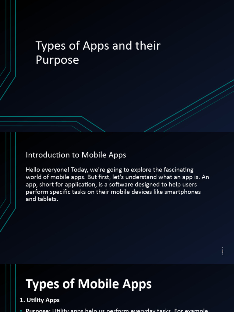 Types of Apps and Their Purpose Presentation | PDF | Mobile App ...