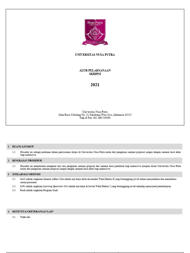 Prosedur Skripsi Universitas Nusa Putra | PDF