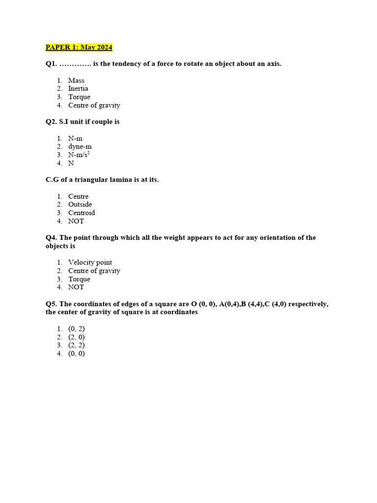 Paper 1 | PDF | Force | Acceleration