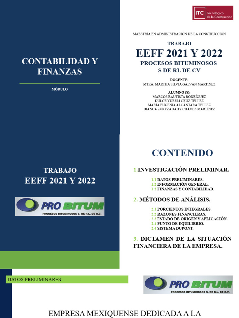 PRESENTACIÓN EEFF 2021 Y 2022_PROBITUM[1]-1-1 | Descargar gratis PDF | Business | Contabilidad