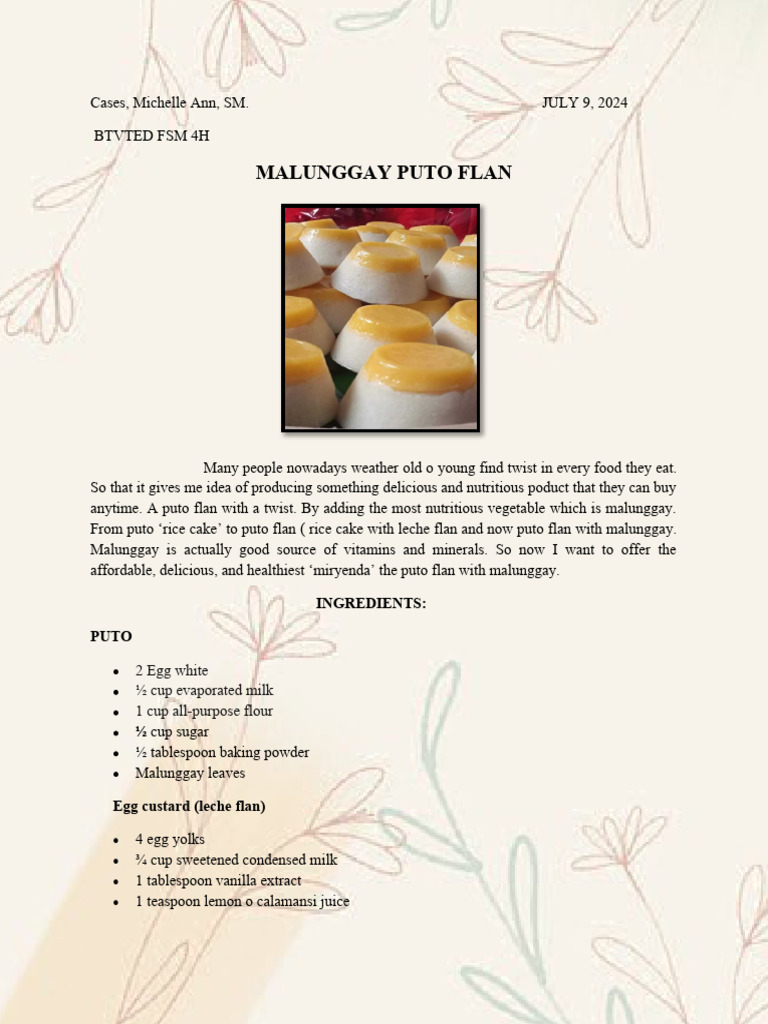 Puto Flan | PDF | Cooking, Food & Wine