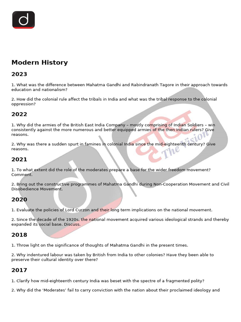 Modern History | PDF | British Raj | Mahatma Gandhi