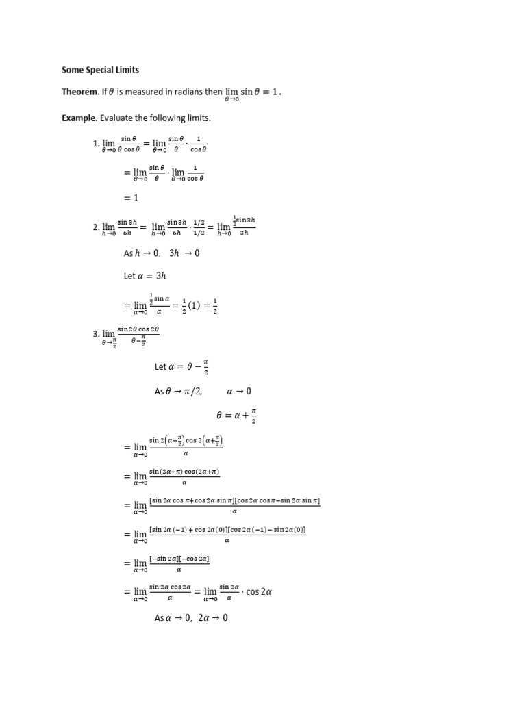 Some Special Limits | PDF | Functions And Mappings | Geometry