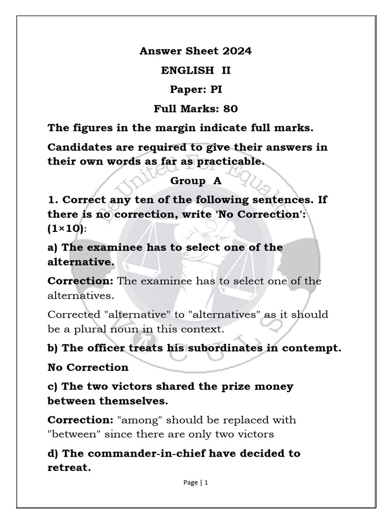 English II Answer Sheet 2024 | PDF | Alternative Dispute Resolution ...