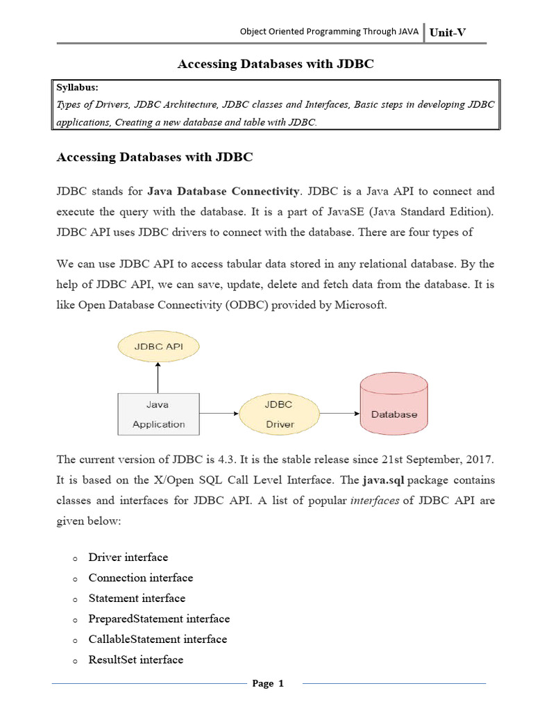 UNIT-V-JDBC | PDF | Data Management Software | Computing