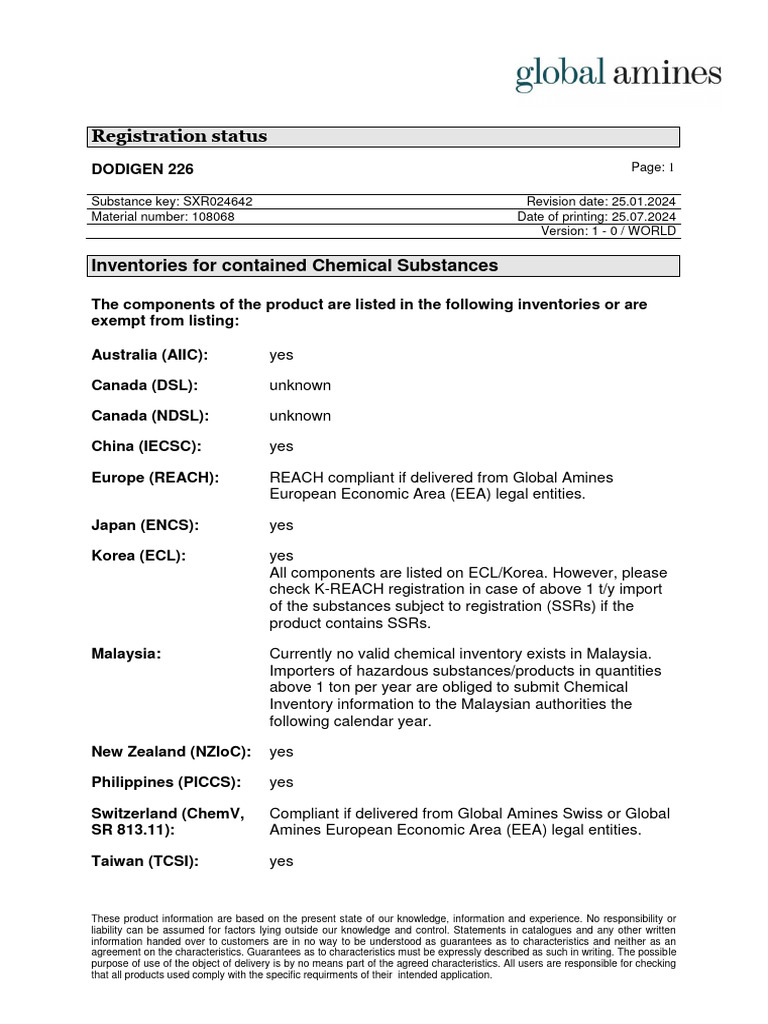 Clariant SDS DODIGEN 226 World English | PDF | Business | Technology & Engineering
