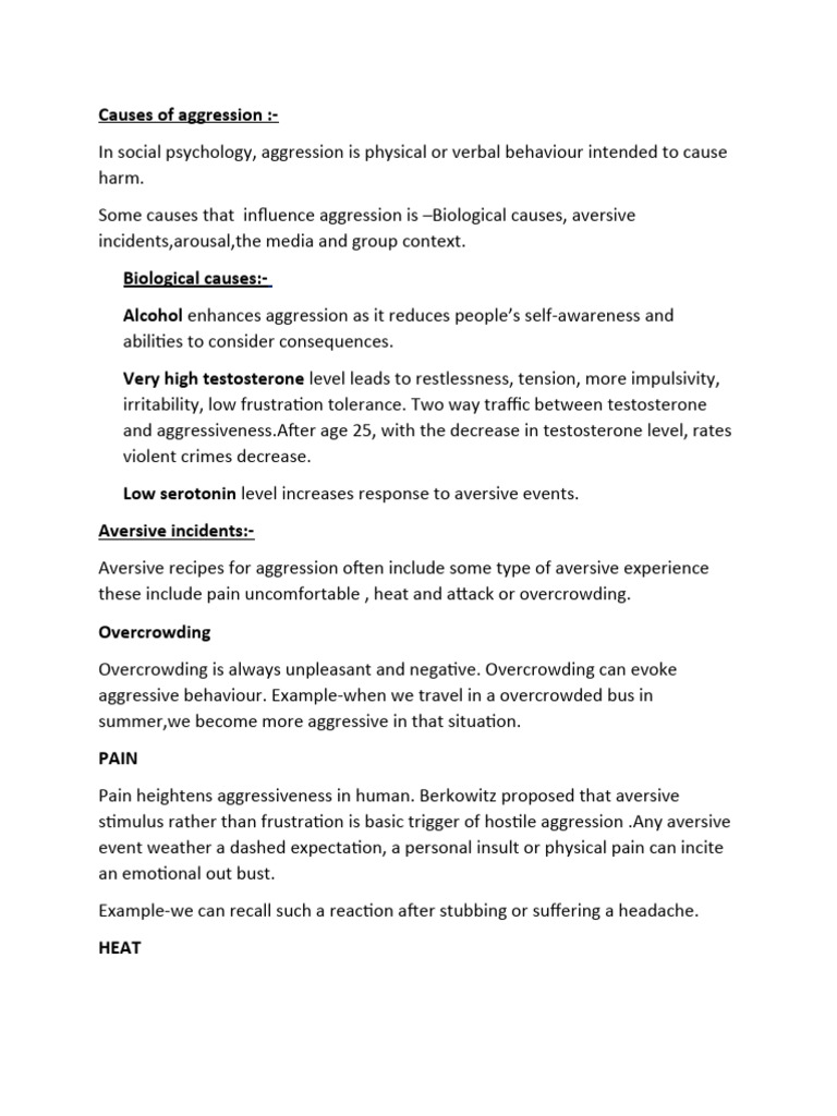 Aggression Factors | PDF | Aggression | Anger