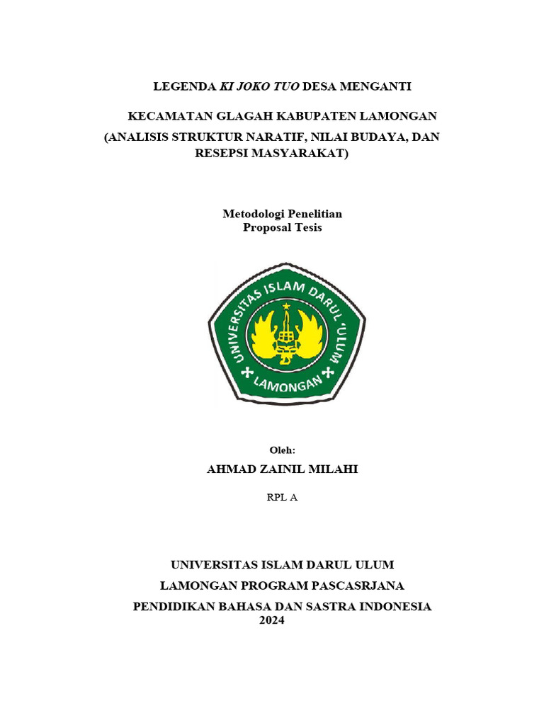 Analisis Legenda Ki Joko Tuo Lamongan | PDF