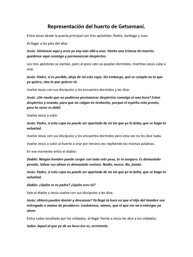 Representación del huerto de Getsemaní | PDF