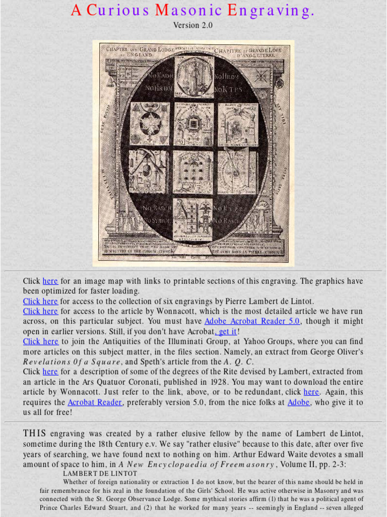 Masonic Engraving by Lambert de Lintot | PDF | Freemasonry | Knight
