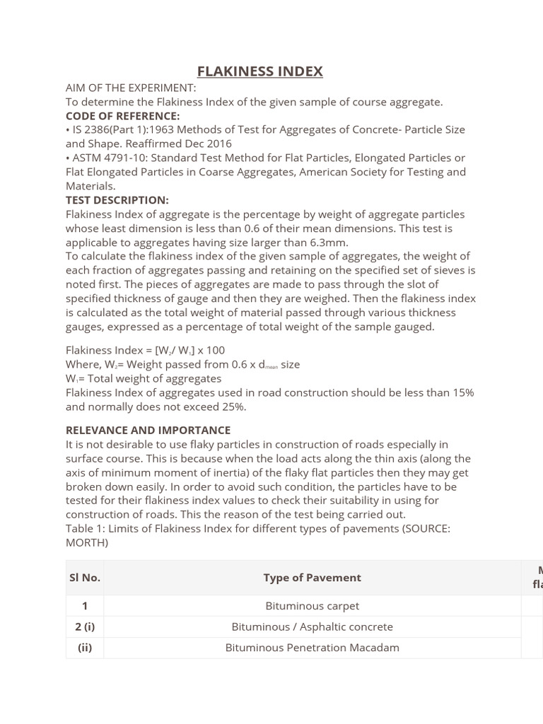 Flakiness Index | PDF | Construction Aggregate | Road Surface