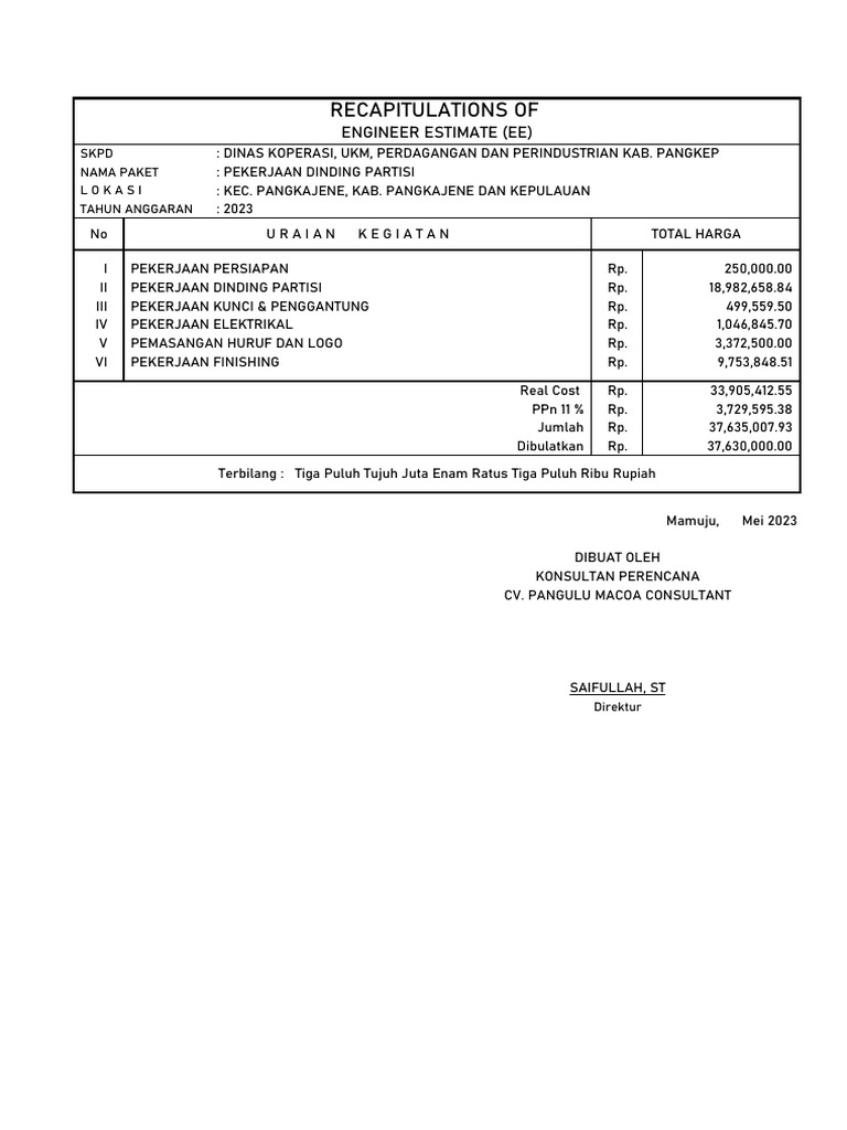 Ee Partisi R. Kadis Kupp Lengkap | PDF