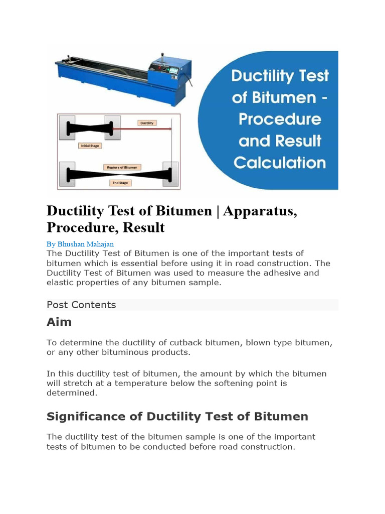 Ductility Test of Bitumen | PDF | Ductility | Fracture
