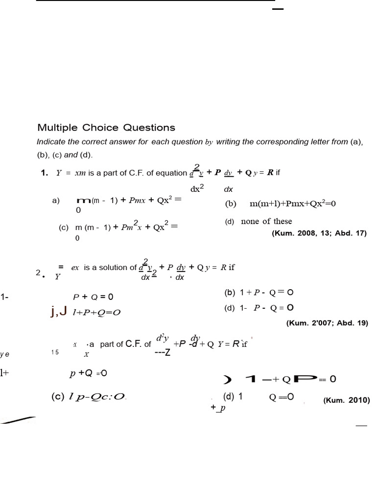 B.SC 4th Sem Maths 1st Book Objective Questions | PDF | Nonlinear System | Mathematical Concepts