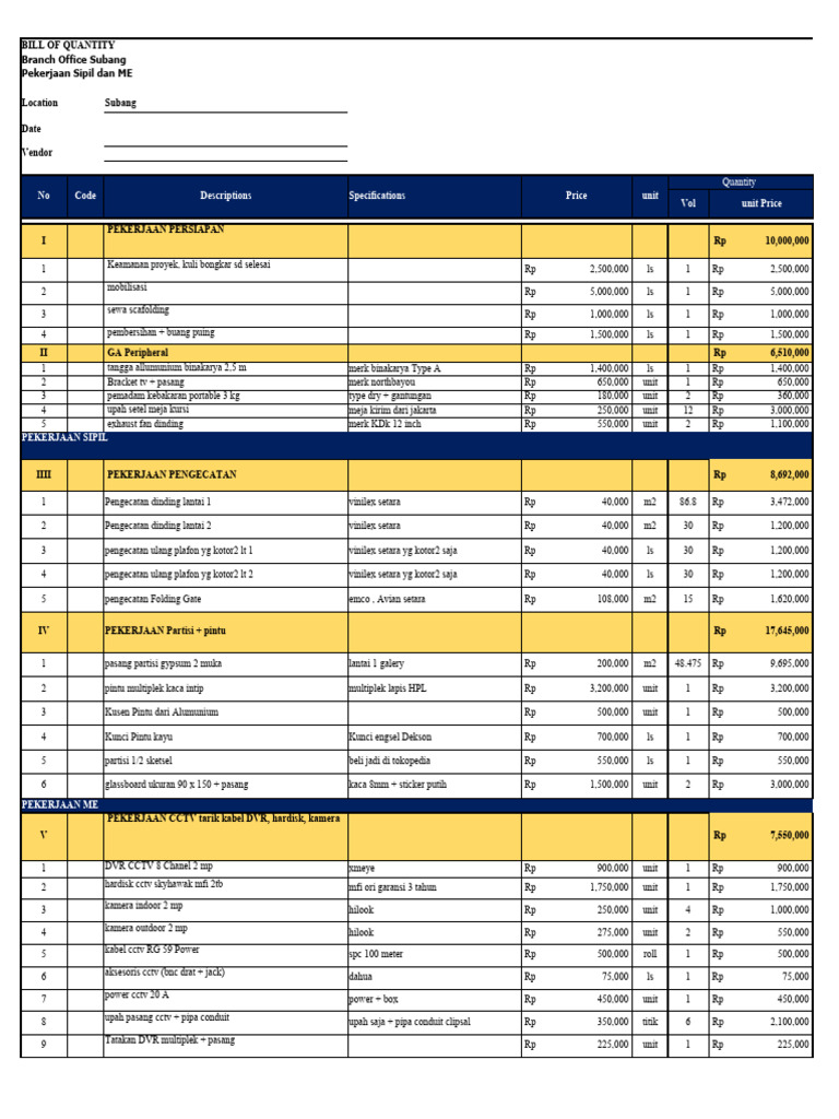 BOQ Myrep Subang | PDF | Griya & Taman