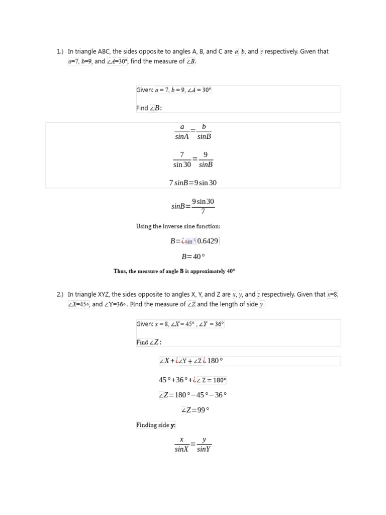 Solving Oblique Triangle Using The Lawof Sineand Cosine | PDF ...