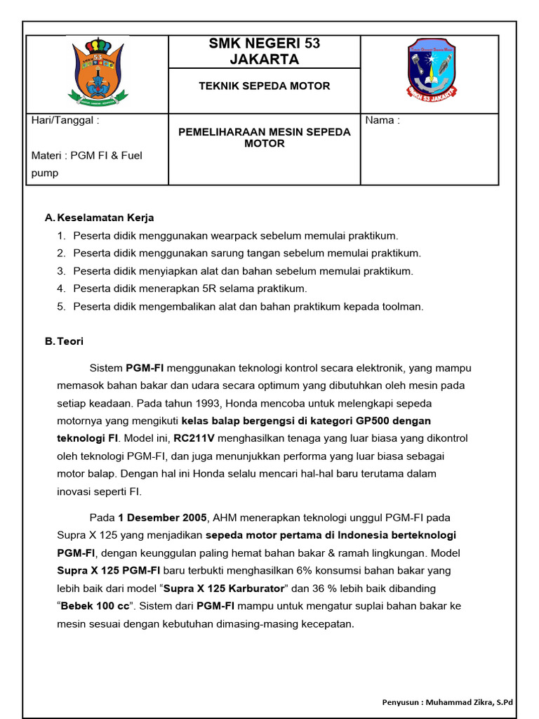 JOBSHEET PGM FI Dan FUEL PUMP | PDF | Bisnis | Komputer